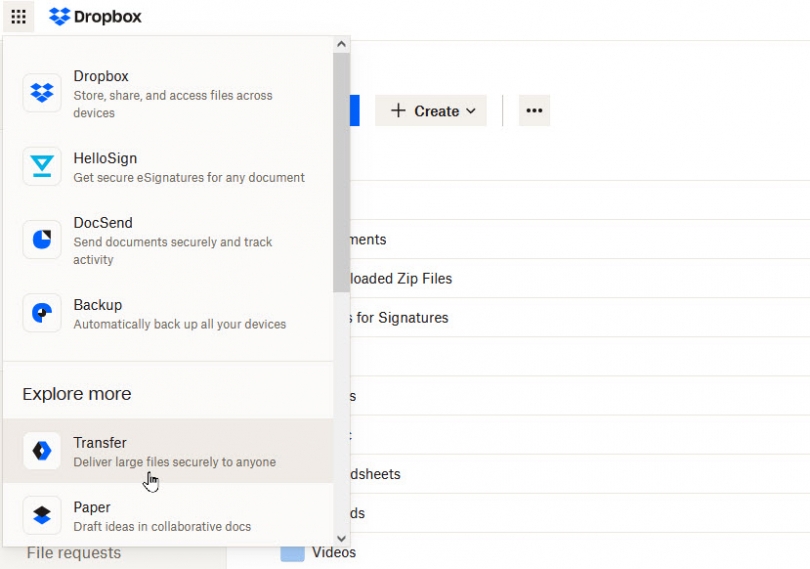 How to use Dropbox Transfer to securely share files with other people
