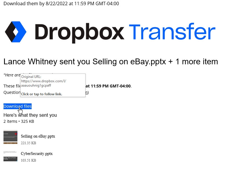 How to use Dropbox Transfer to securely share files with other people ...