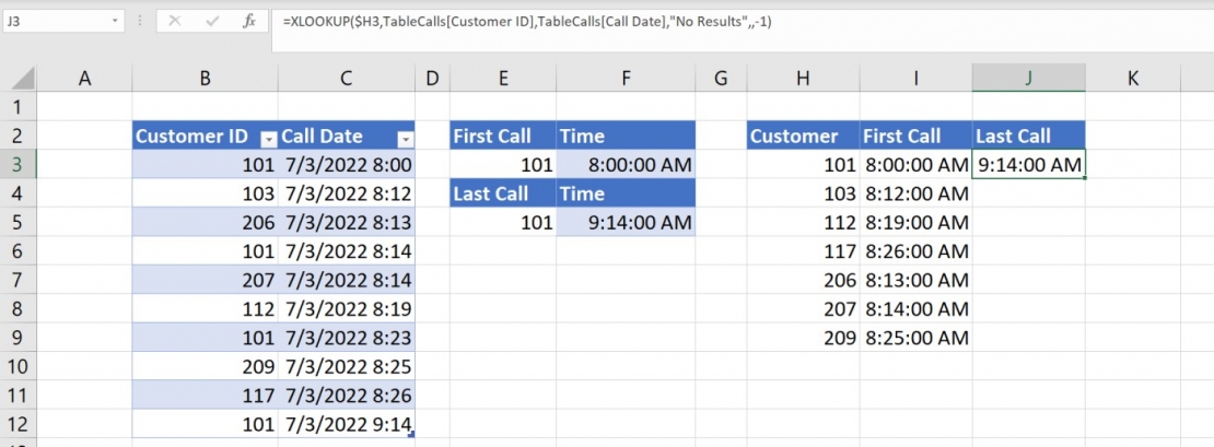 How to return first and last times from timestamps in Microsoft Excel