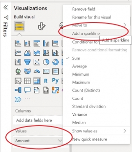 How to add sparklines to highlight details in Microsoft Power BI