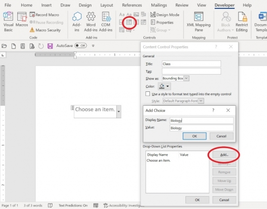 How to update textbox content controls in Word using a dropdown content ...