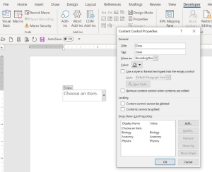 How to update textbox content controls in Word using a dropdown content ...