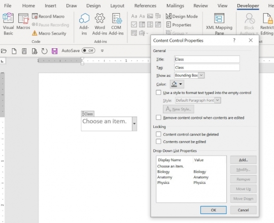 How To Update Textbox Content Controls In Word Using A Dropdown Content Control