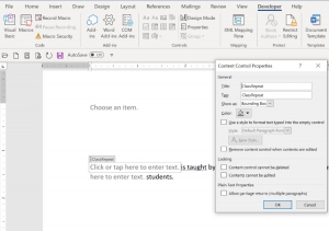 How to update textbox content controls in Word using a dropdown content ...