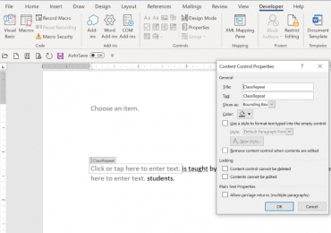 How to update textbox content controls in Word using a dropdown content ...