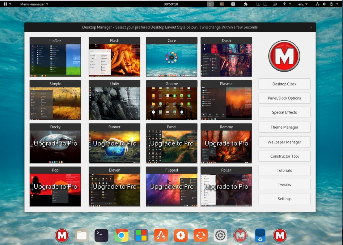 MakuluLinux Shift makes shifting between desktop layouts easy
