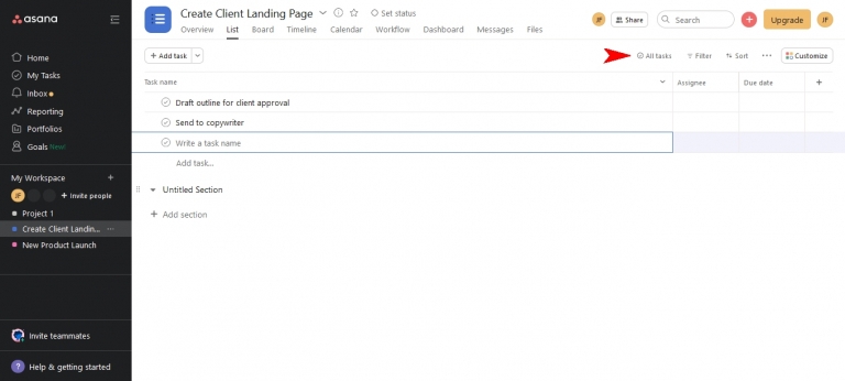 How to remove completed tasks in Asana