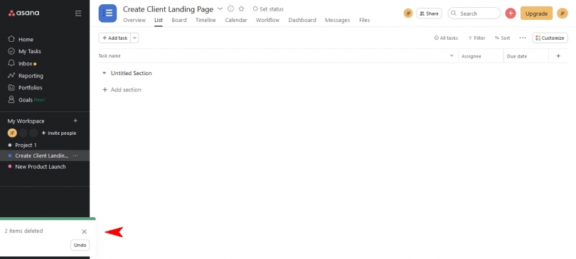 How to remove completed tasks in Asana