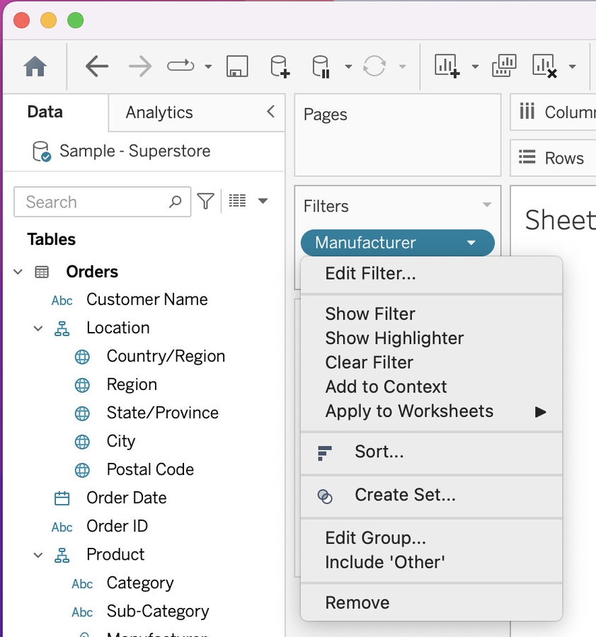 How to create or use a Top N filter in Tableau