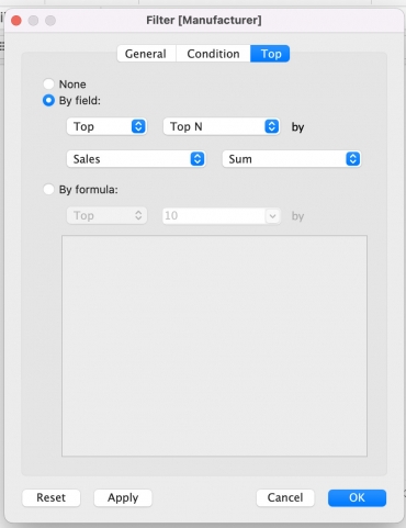How to create or use a Top N filter in Tableau