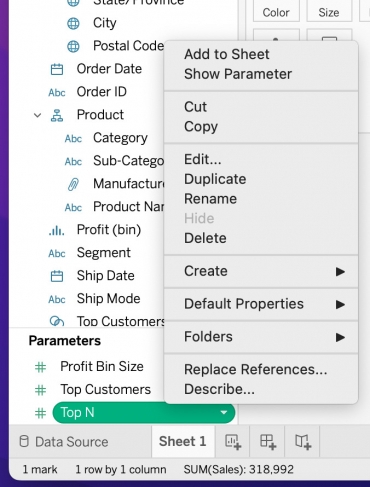 How to create or use a Top N filter in Tableau