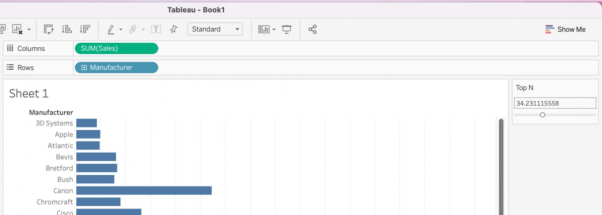 How to create or use a Top N filter in Tableau