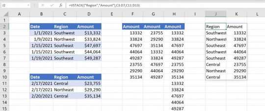 How to use Microsoft Excel’s VSTACK() function to combine multiple data ...
