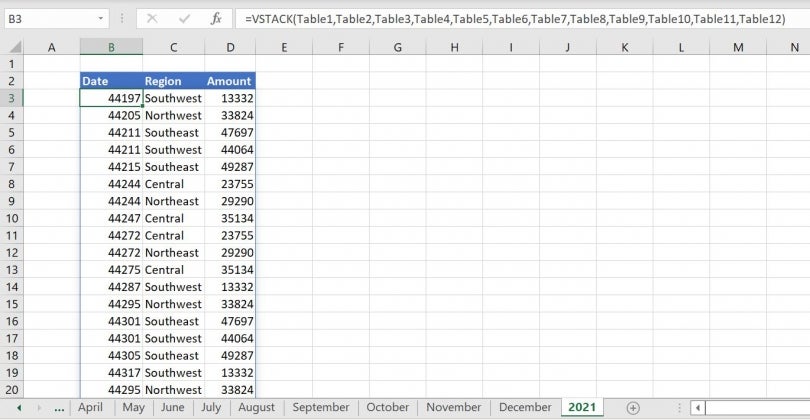 How To Use Microsoft Excels Vstack Function To Combine Multiple Data Sets Techrepublic