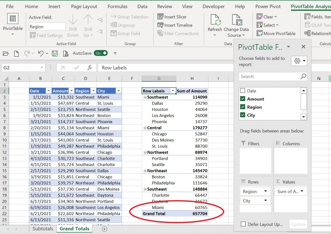 How to display grand total rows in Excel PivotTable | TechRepublic