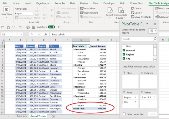 How to display grand total rows in Excel PivotTable | TechRepublic