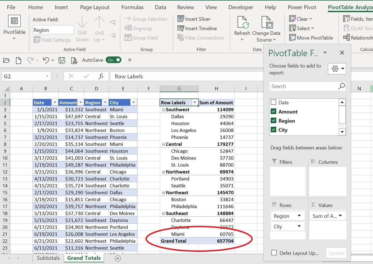 How To Display Grand Total Rows In Excel Pivottable Techrepublic
