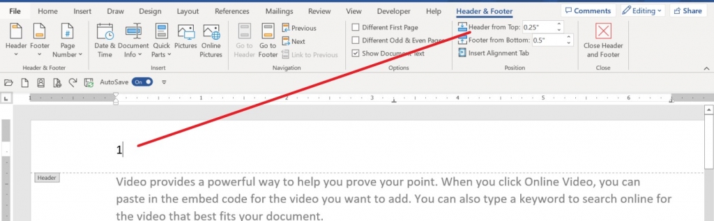 How to change the header margins in Microsoft Word