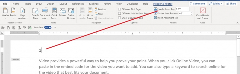 How to change the header margins in Microsoft Word