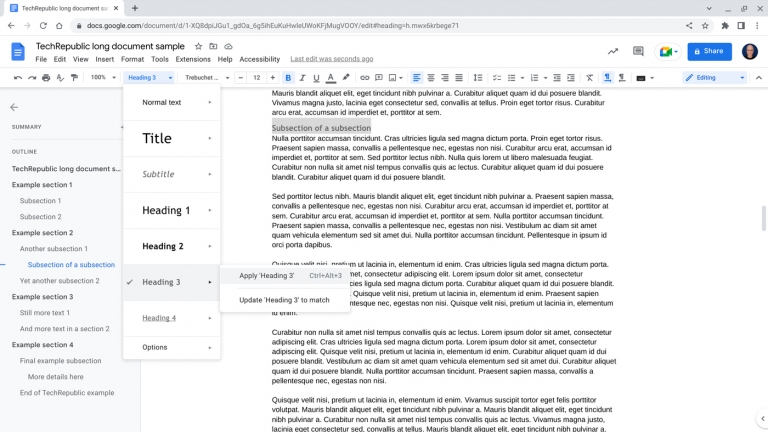 How to work with long documents in Google Docs - TechRepublic