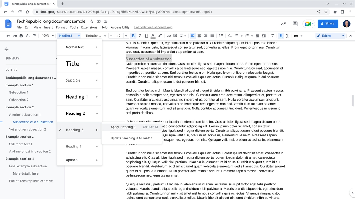 How to work with long documents in Google Docs - TechRepublic