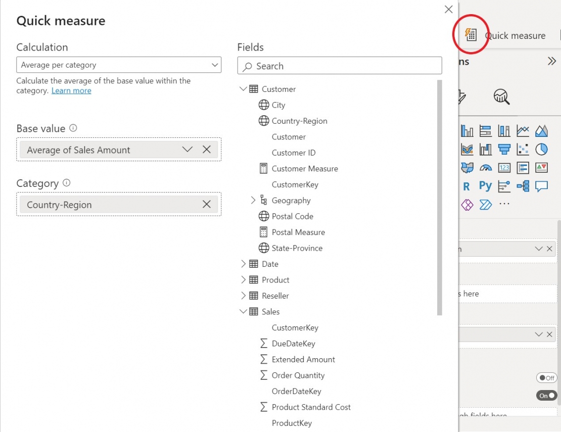 How to add quick measures for complex calculations in Microsoft Power ...