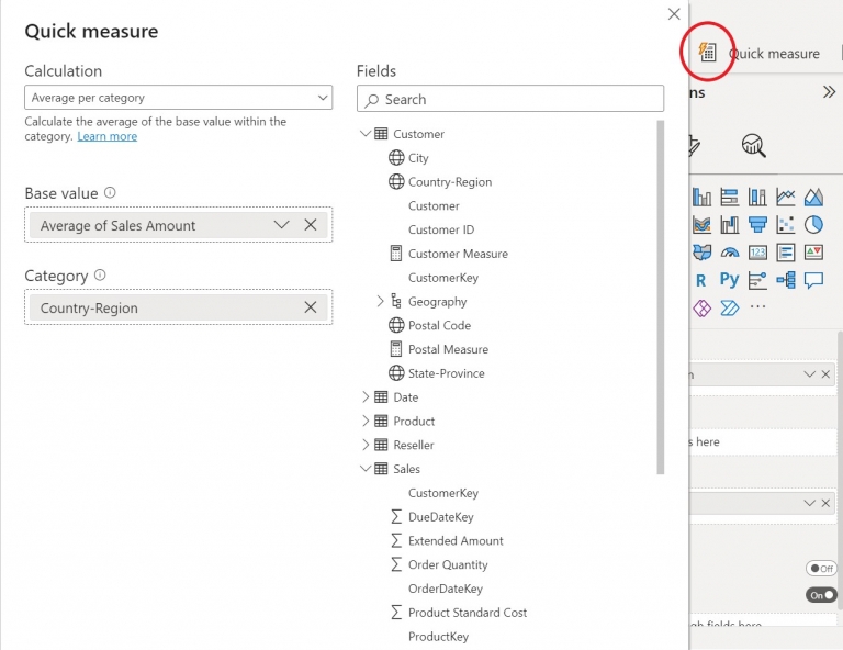 How to add quick measures for complex calculations in Microsoft Power ...