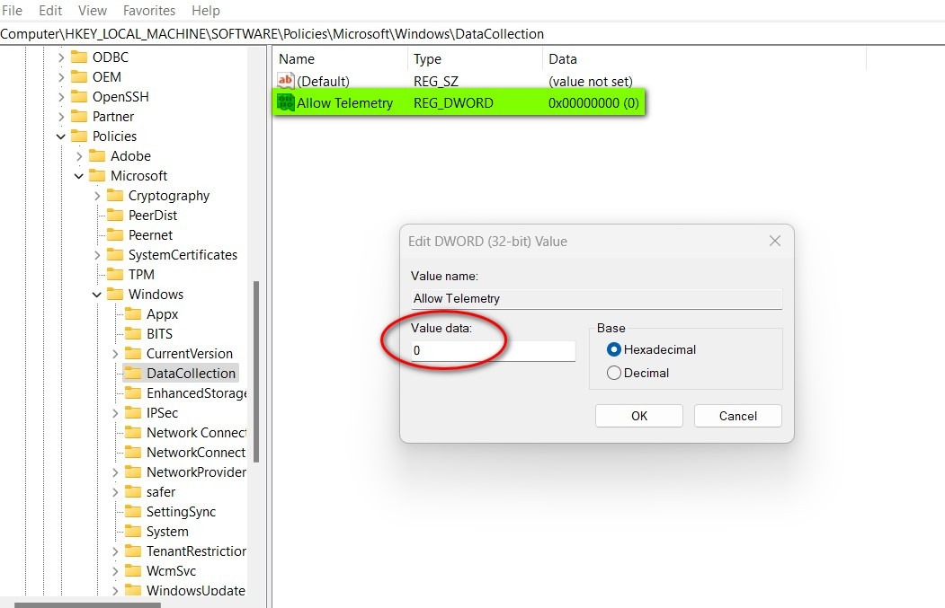 How to turn off Telemetry System usage data collection in Windows 11