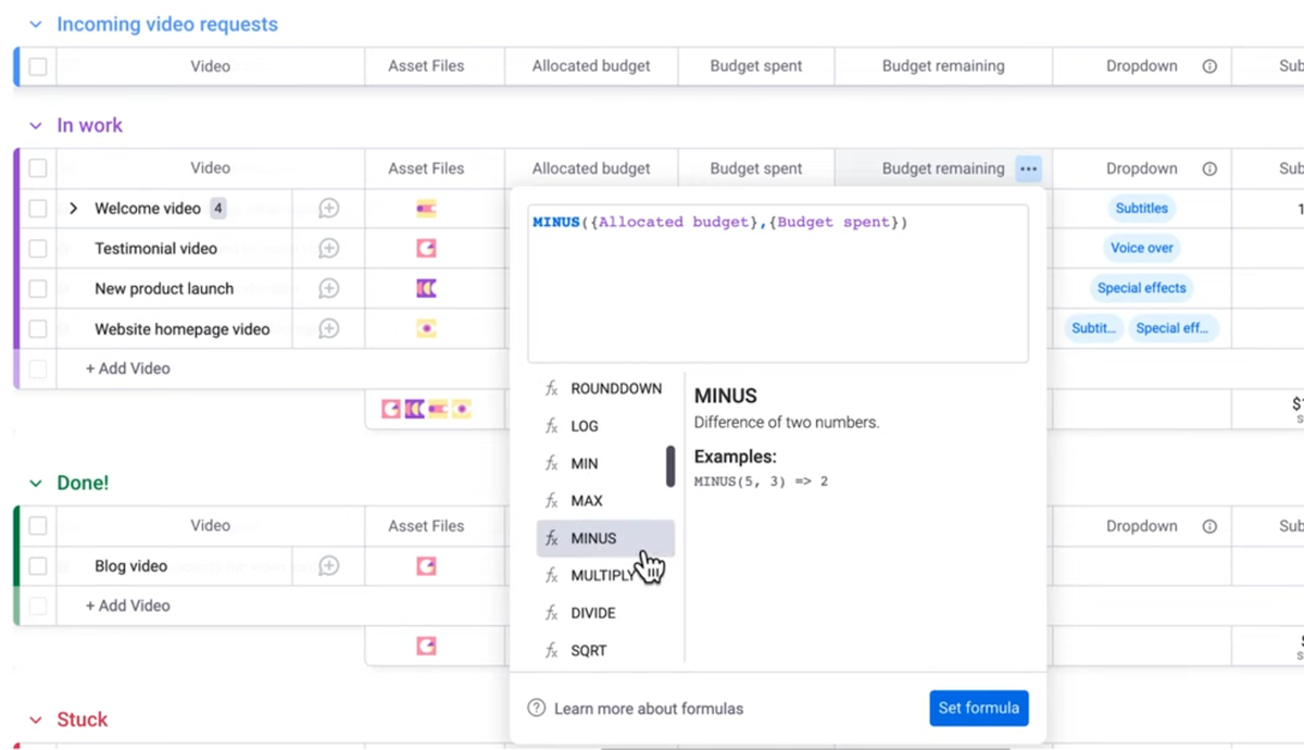 How to use formulas in monday work management | TechRepublic