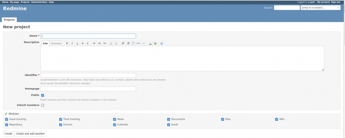 How to Create a New Project in Redmine | TechRepublic