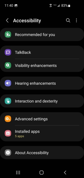 Android accessibility options for blind and hard of hearing users