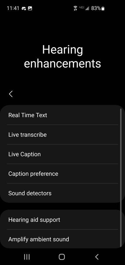 Android accessibility options for blind and hard of hearing users