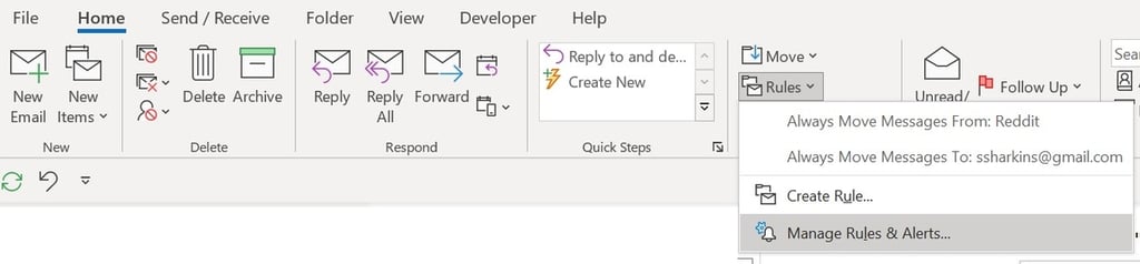 How to send a copy of an email using a rule in Microsoft Outlook