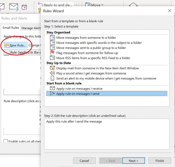 How to send a copy of an email using a rule in Microsoft Outlook