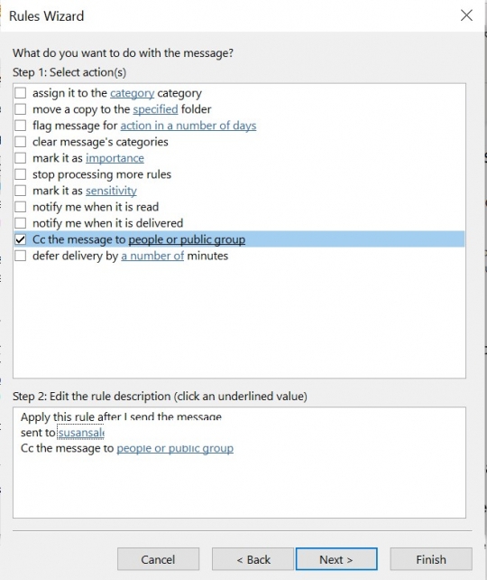 How to send a copy of an email using a rule in Microsoft Outlook