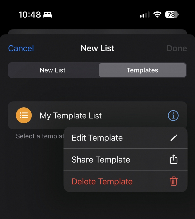 Creating templates to deal with recurring items in iOS 16 Reminders