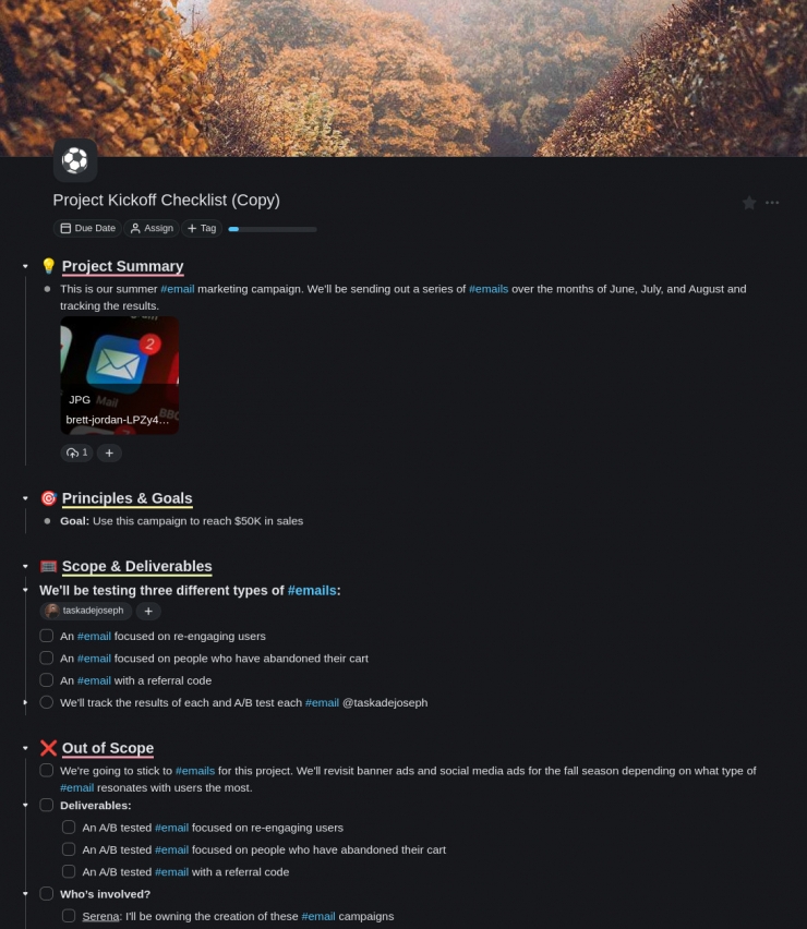 Why a project kickoff checklist is important & how to create one in Taskade