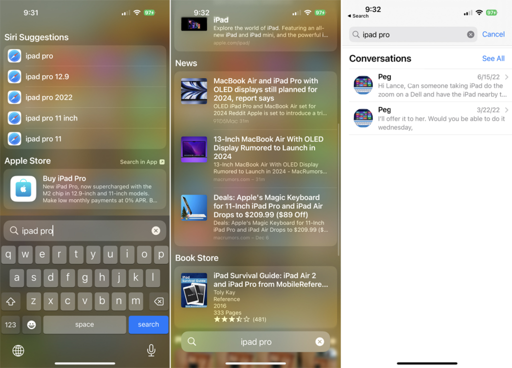 iPhoneやiPadでファイル、画像などを検索するためにスポットライトを使用する方法