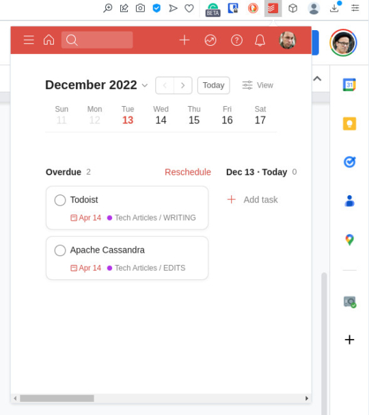 How to interact with Todoist from this Opera extension