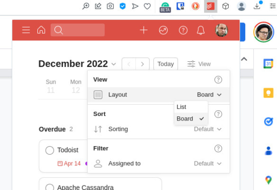 How to interact with Todoist from this Opera extension