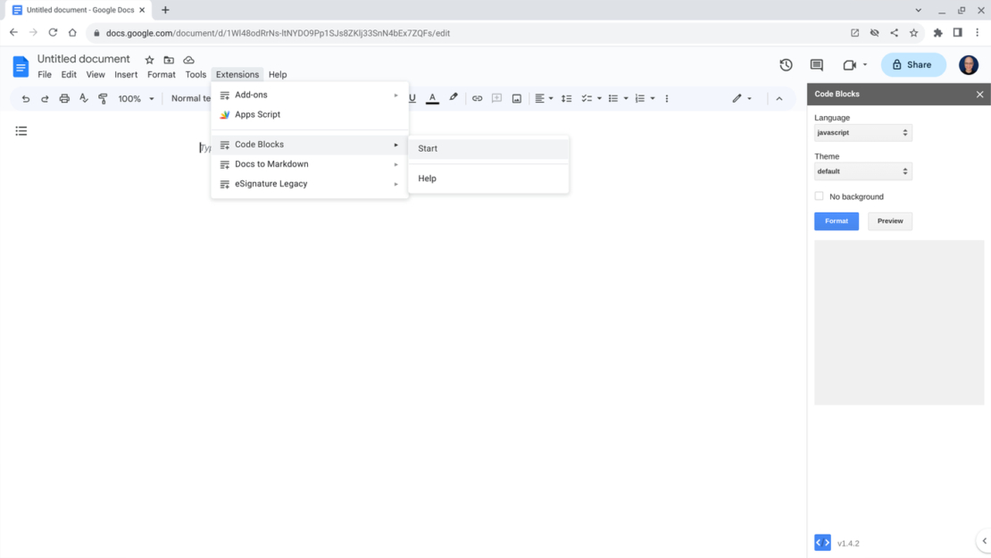 How to Add Code to Google Docs Using Code Blocks