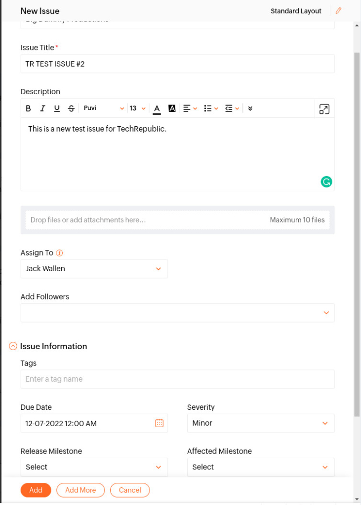 How to submit and manage issues in Zoho Projects | TechRepublic