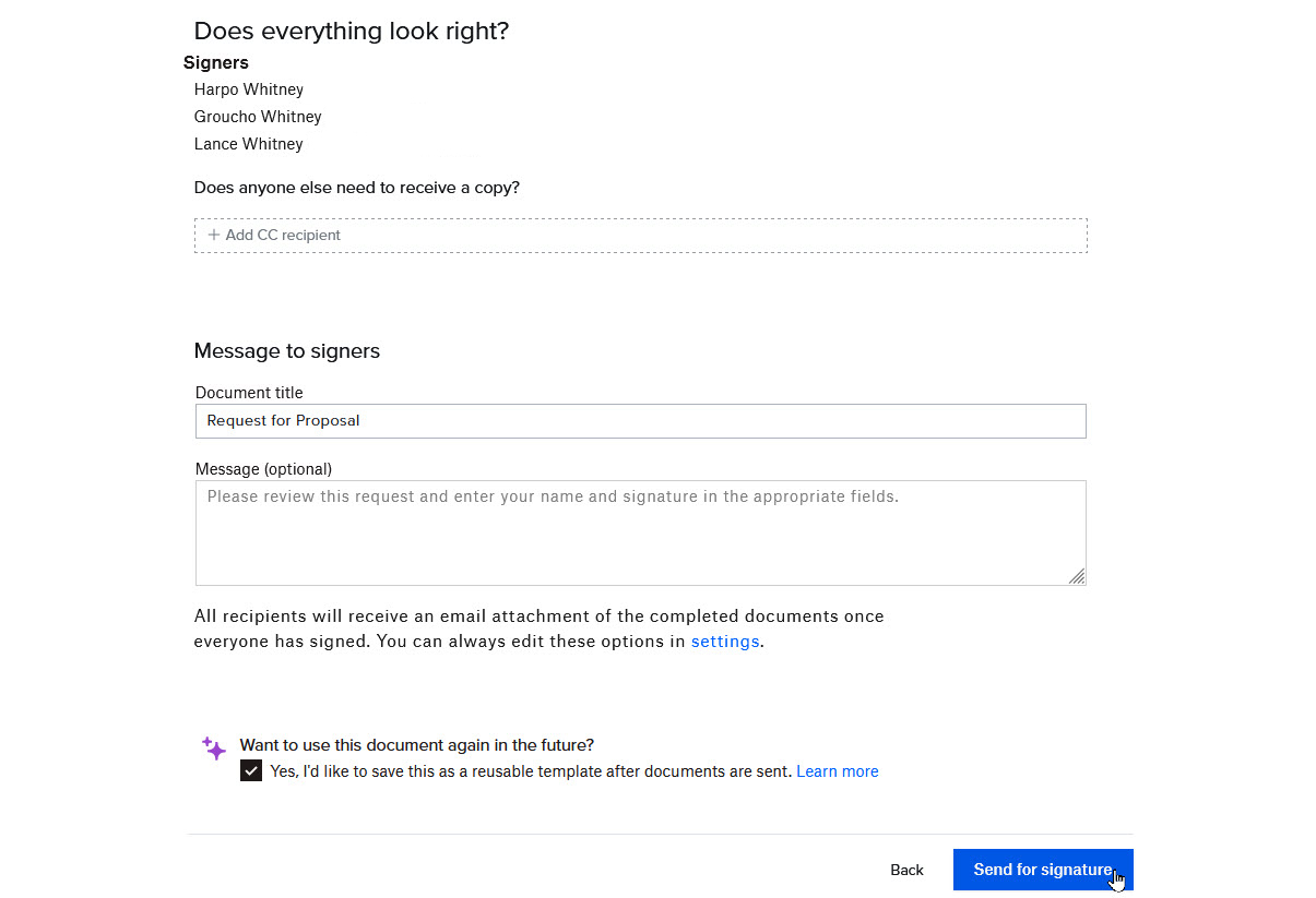 How to use Dropbox Sign to create documents for other people to sign