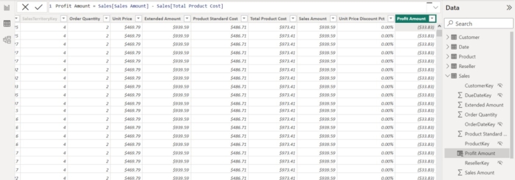 How to calculate profit margin in Microsoft Power BI