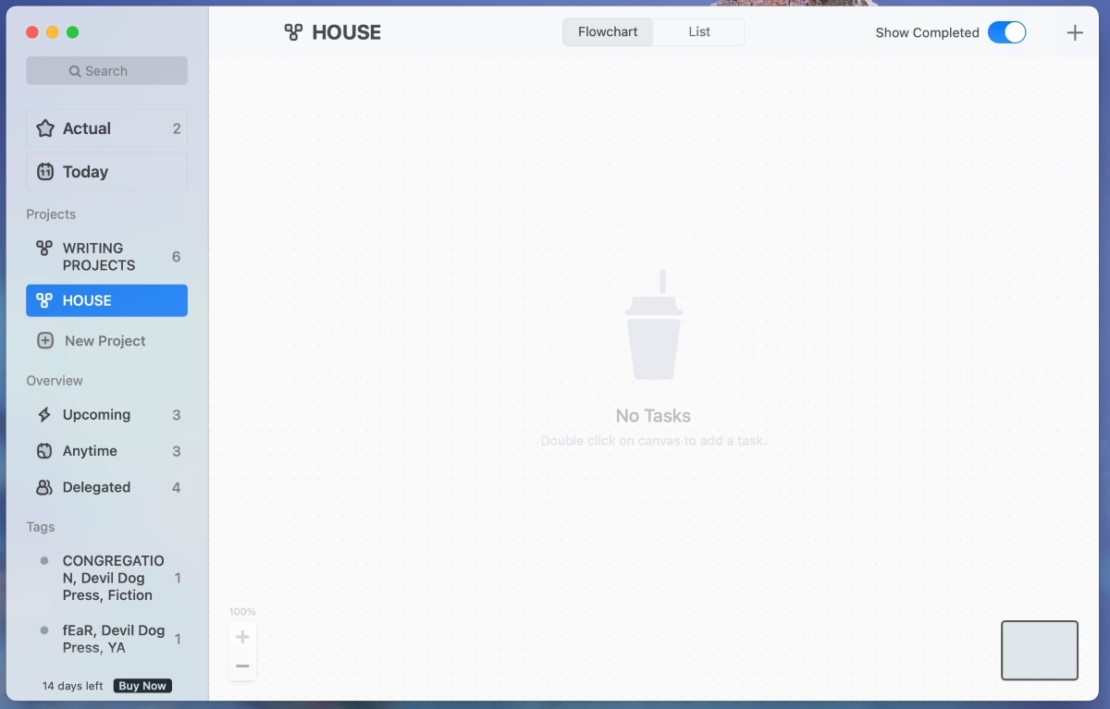 How to add tasks to the List and Flowchart views in Taskheat