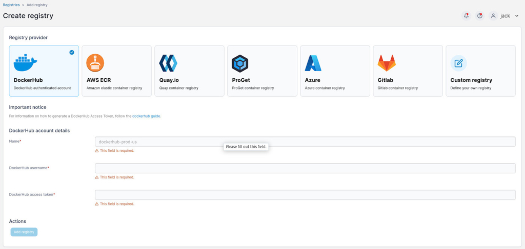 How To Add An Authenticated Docker Hub Registry In Portainer