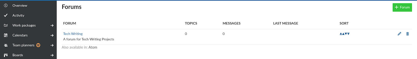 How to create OpenProject Forums