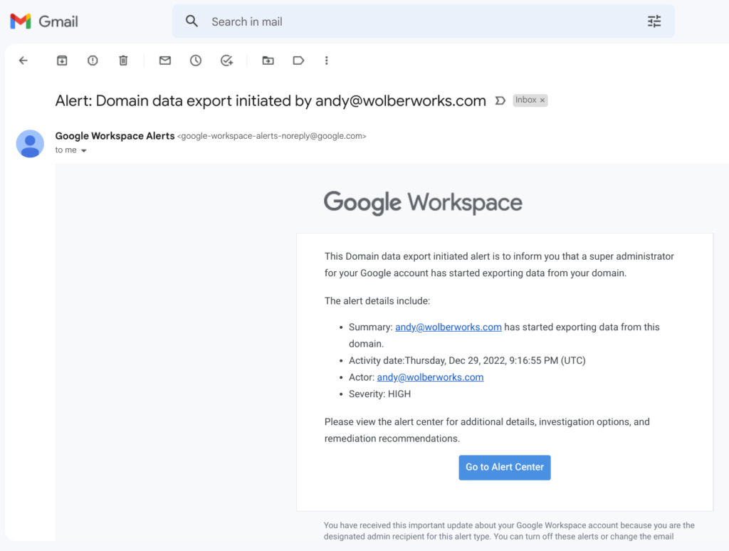 How to export Google Workspace data for your organization