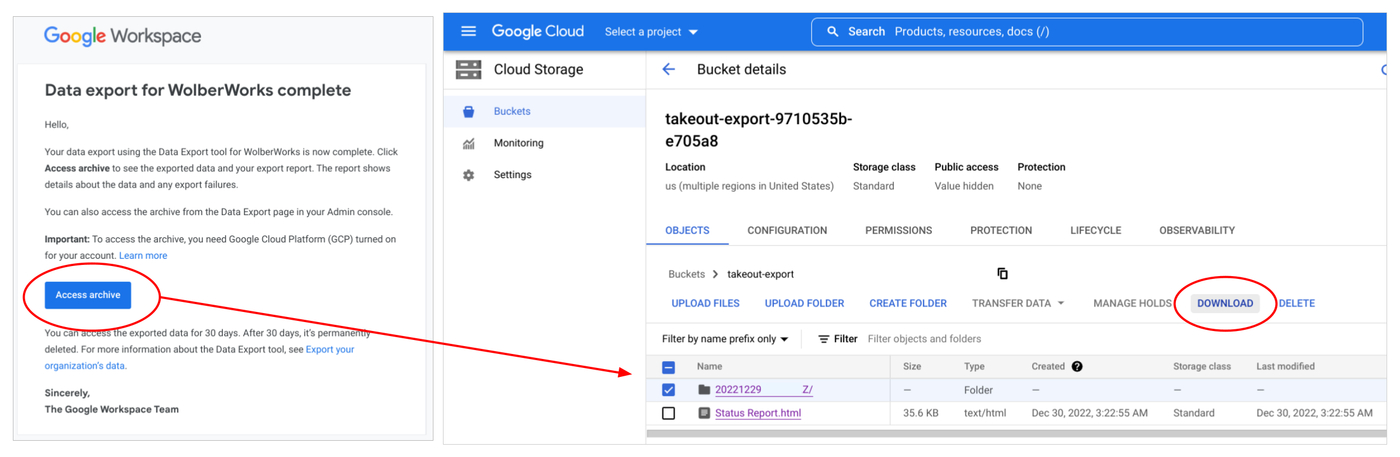 How to export Google Workspace data for your organization