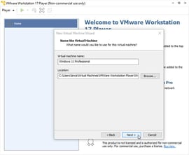 Create a Windows 11 virtual machine with VMware Workstation Player